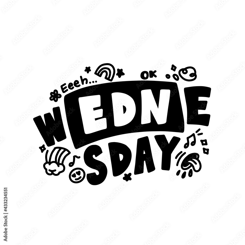 Wednesday doodle inspiration quote. Sketch cart on calendar,cafe ...