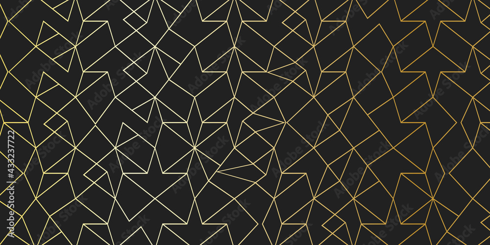 Line art vector background with gold accent and black background ...