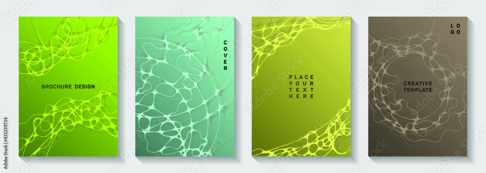 Biotechnology and neuroscience vector covers with neuron cells ...