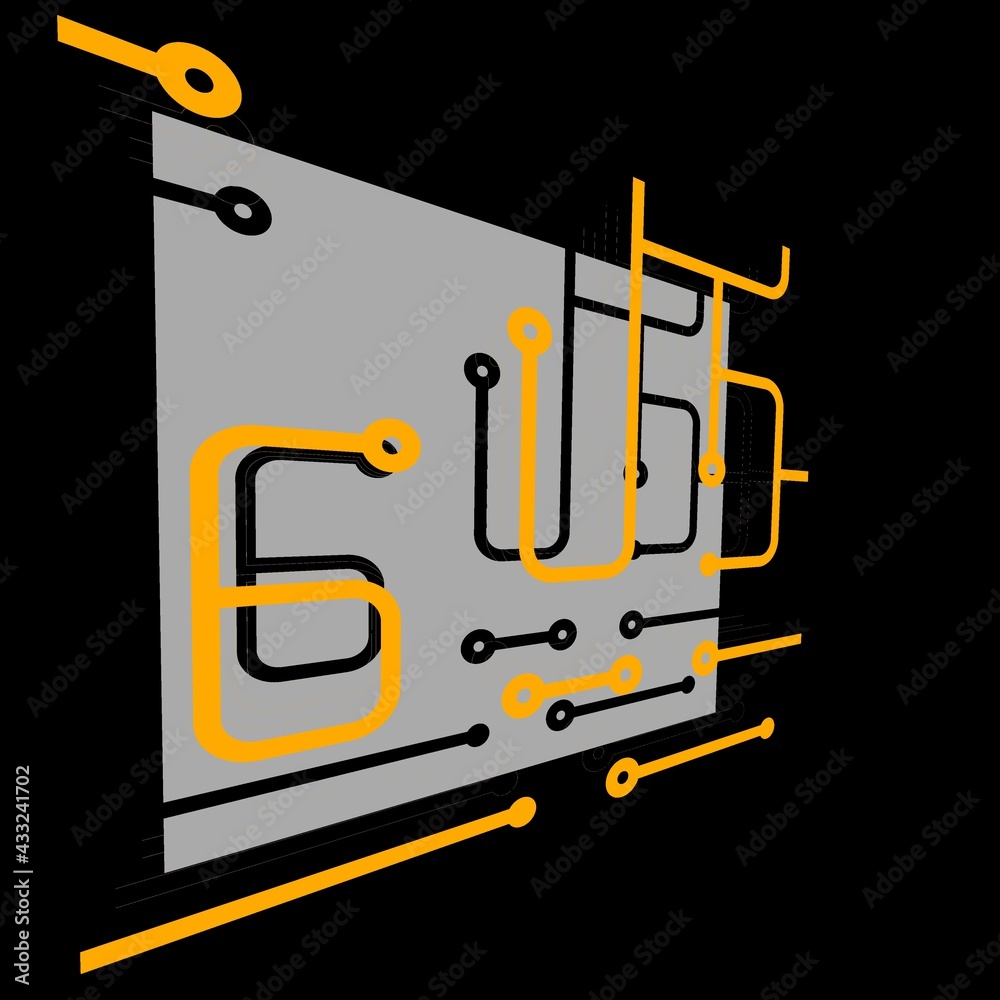 stylized computer circuit boards shapes patterns and 3D designs with ...