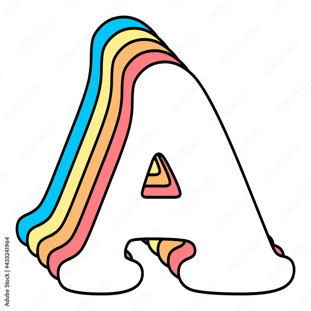 Letter A Monogram Letters Retro Font Rainbow Cute Pretty Aesthetic ...