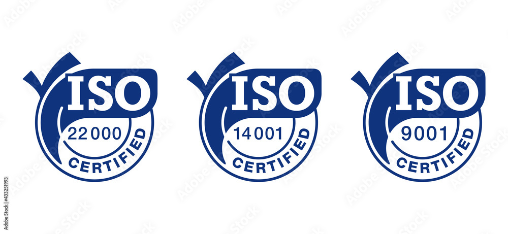 ISO certified badges set with big check mark Stock Vector | Adobe Stock
