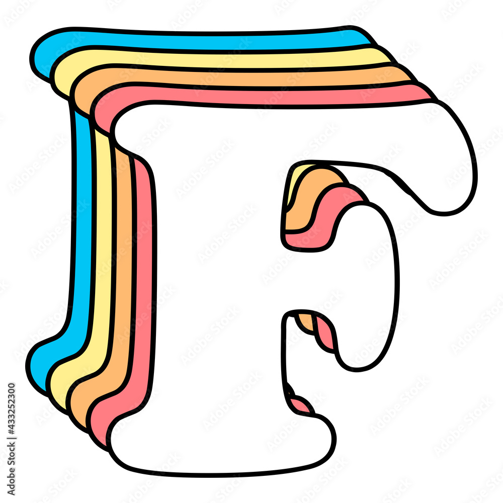 Letter F Monogram Letters Retro Font Rainbow Cute Pretty Aesthetic ...