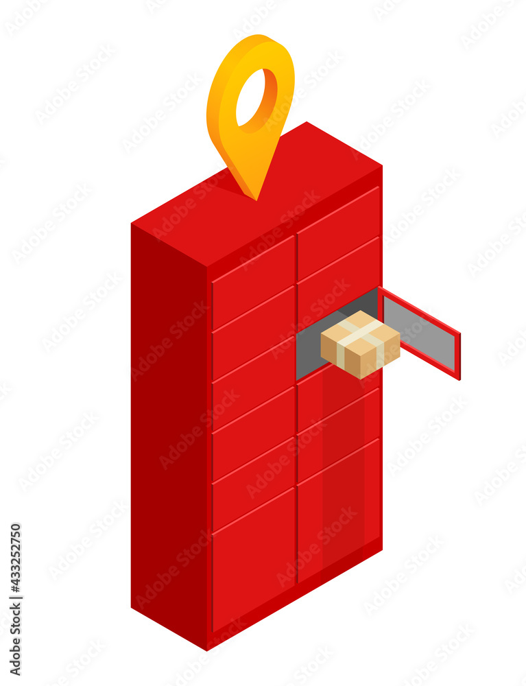 Automated parcel locker isometric and isolated Stock Vector | Adobe Stock