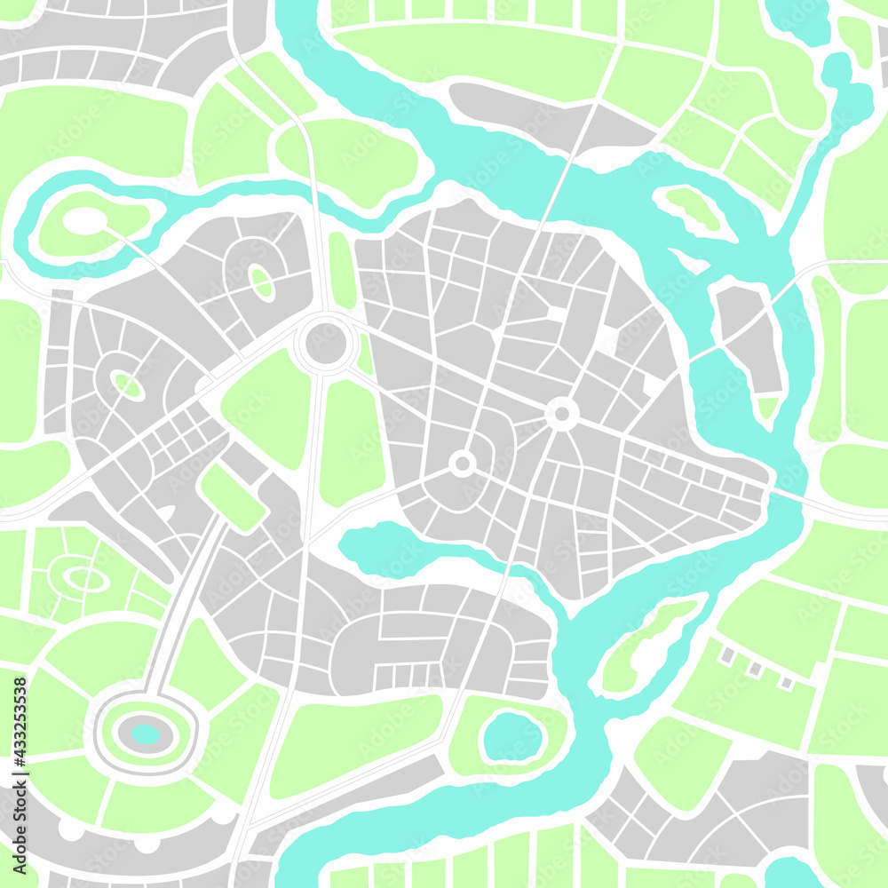 Seamless pattern in the form of abstract city map. Vector repeating ...