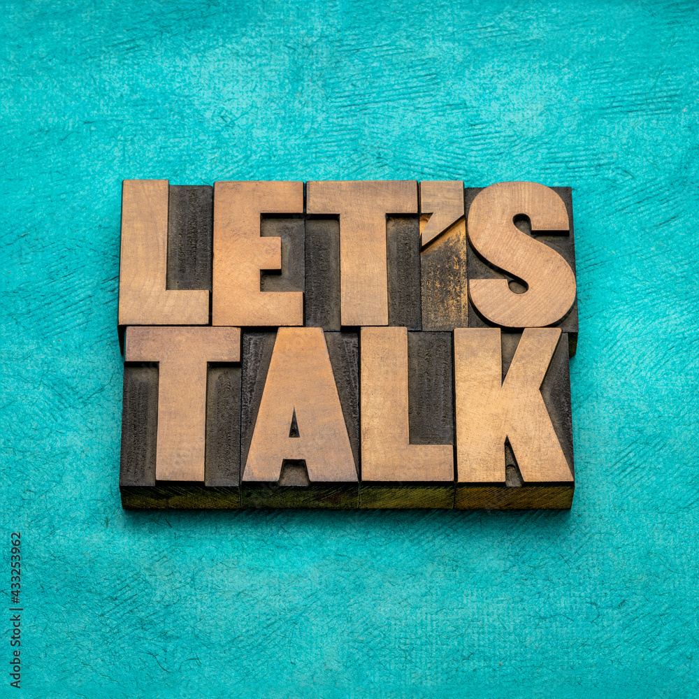 Let us talk invitation - text in vintage letterpress wood type blocks ...