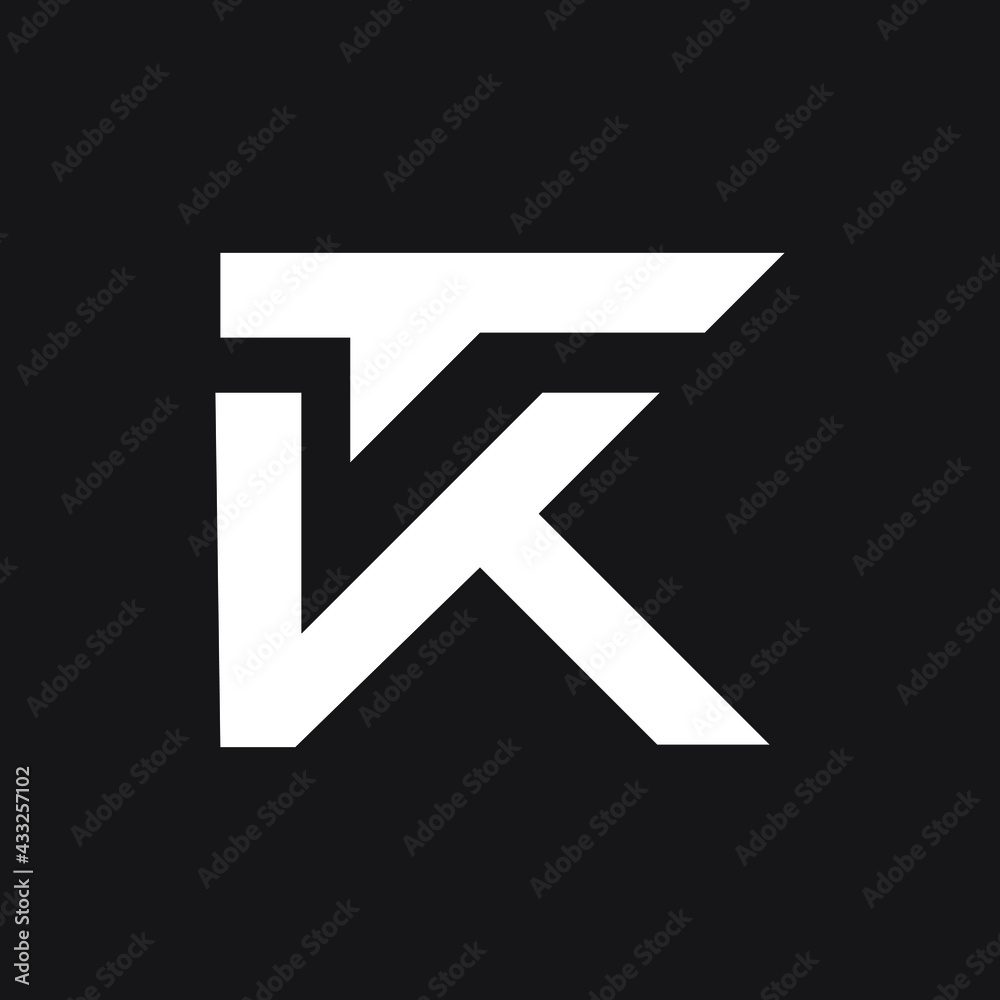 TK letter logo design on black background.TK creative initials letter ...