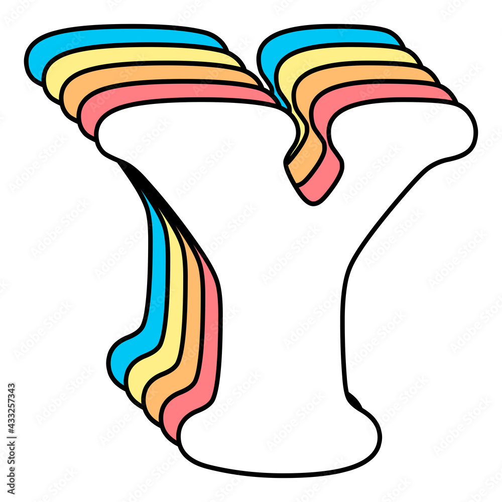 Letter Y Monogram Letters Retro Font Rainbow Cute Pretty Aesthetic ...