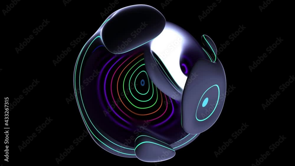 3d render of abstract art sculpture of alien flower in spherical curve ...