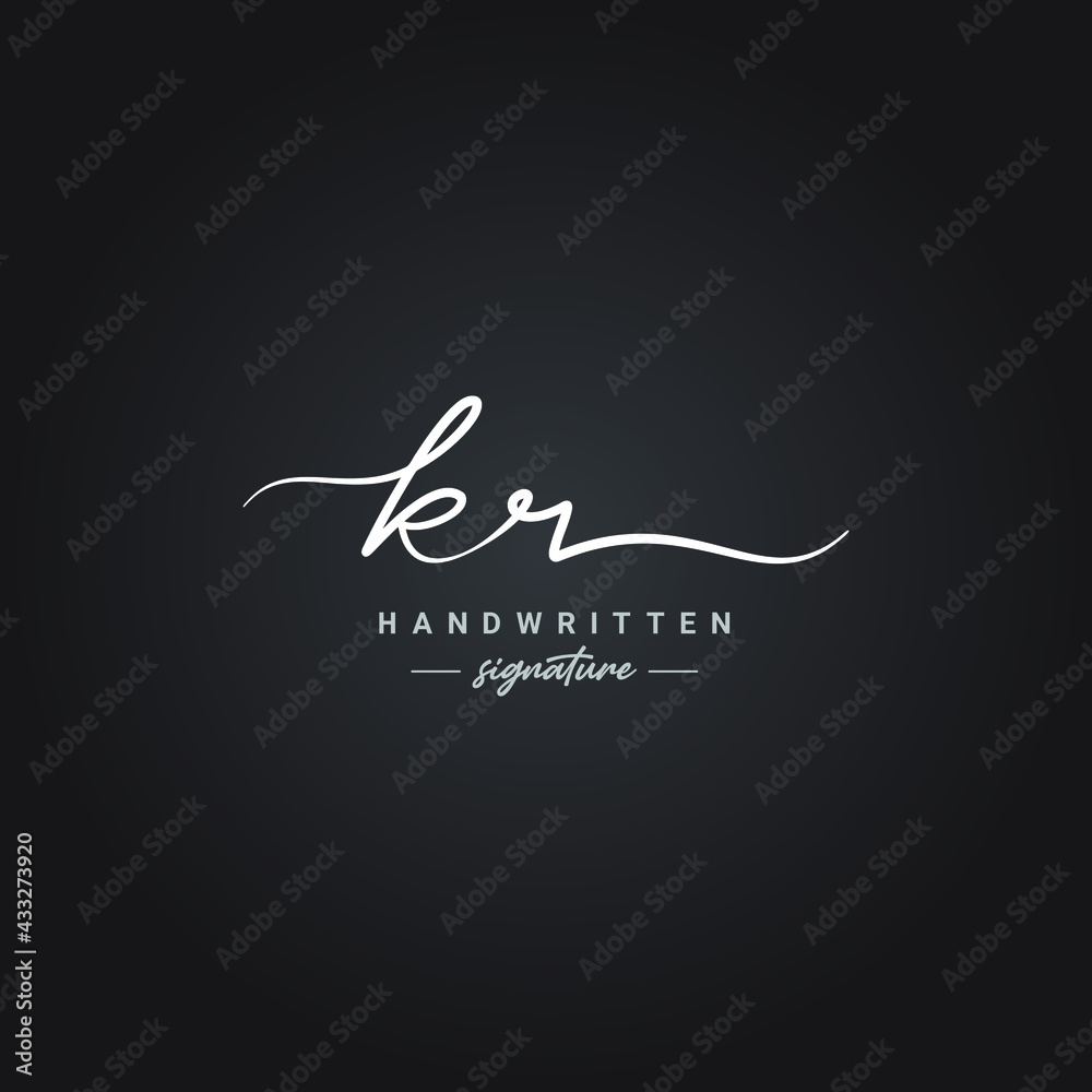 Initial Letter KR Logo - Handwritten Signature logo Stock Vector ...