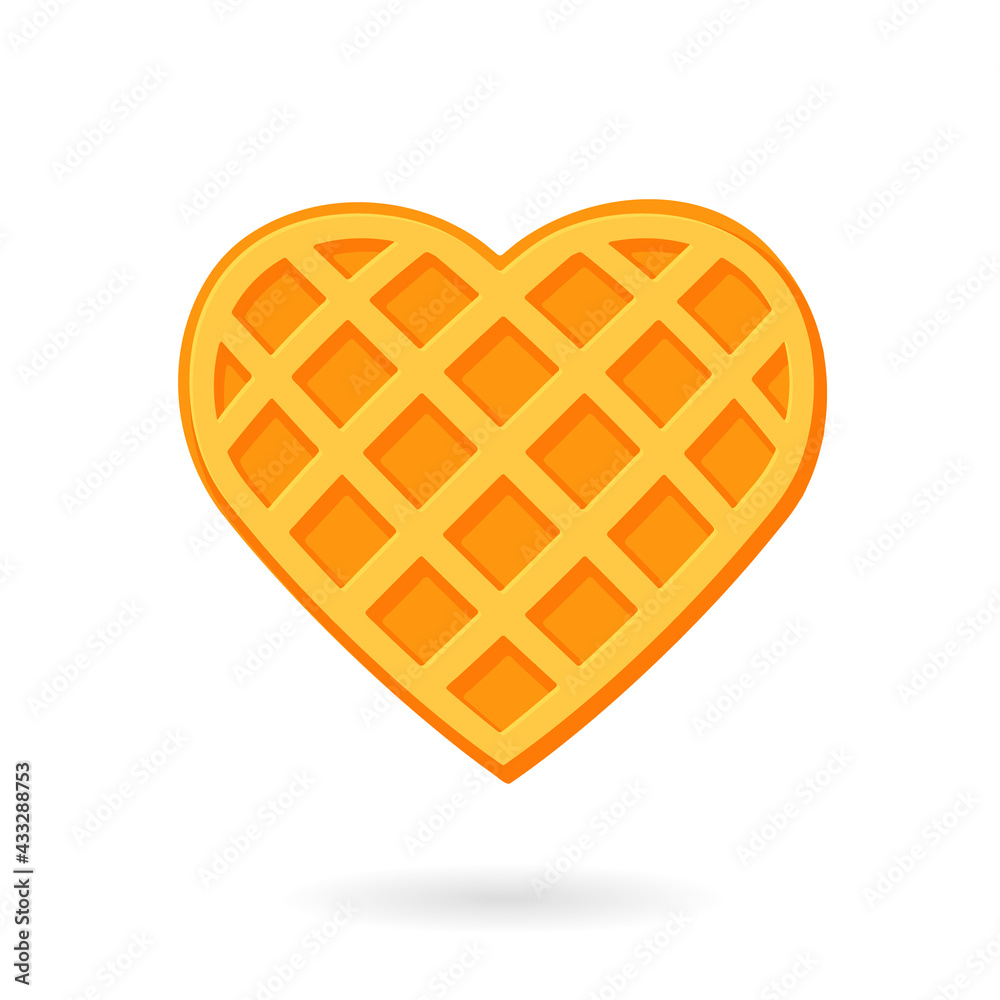 Heart shaped waffle icon. Clipart image isolated on white background ...
