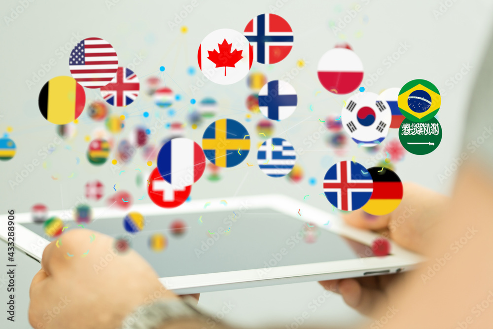 World map with all states and their flags Stock Photo | Adobe Stock