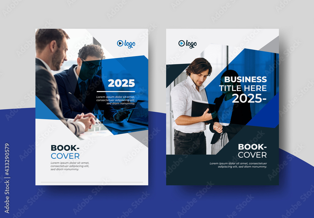 Clean Book Cover Design Layout with Blue Vector Accents Stock Template ...