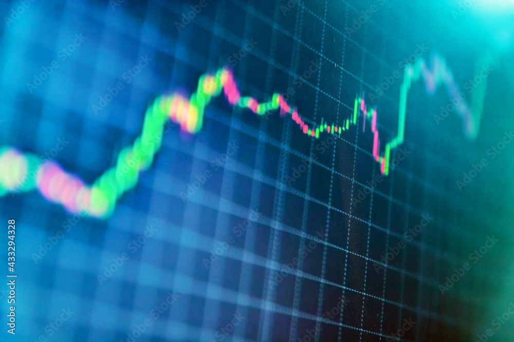 Financial accounting Stock market graphs and charts analysis. Stock ...