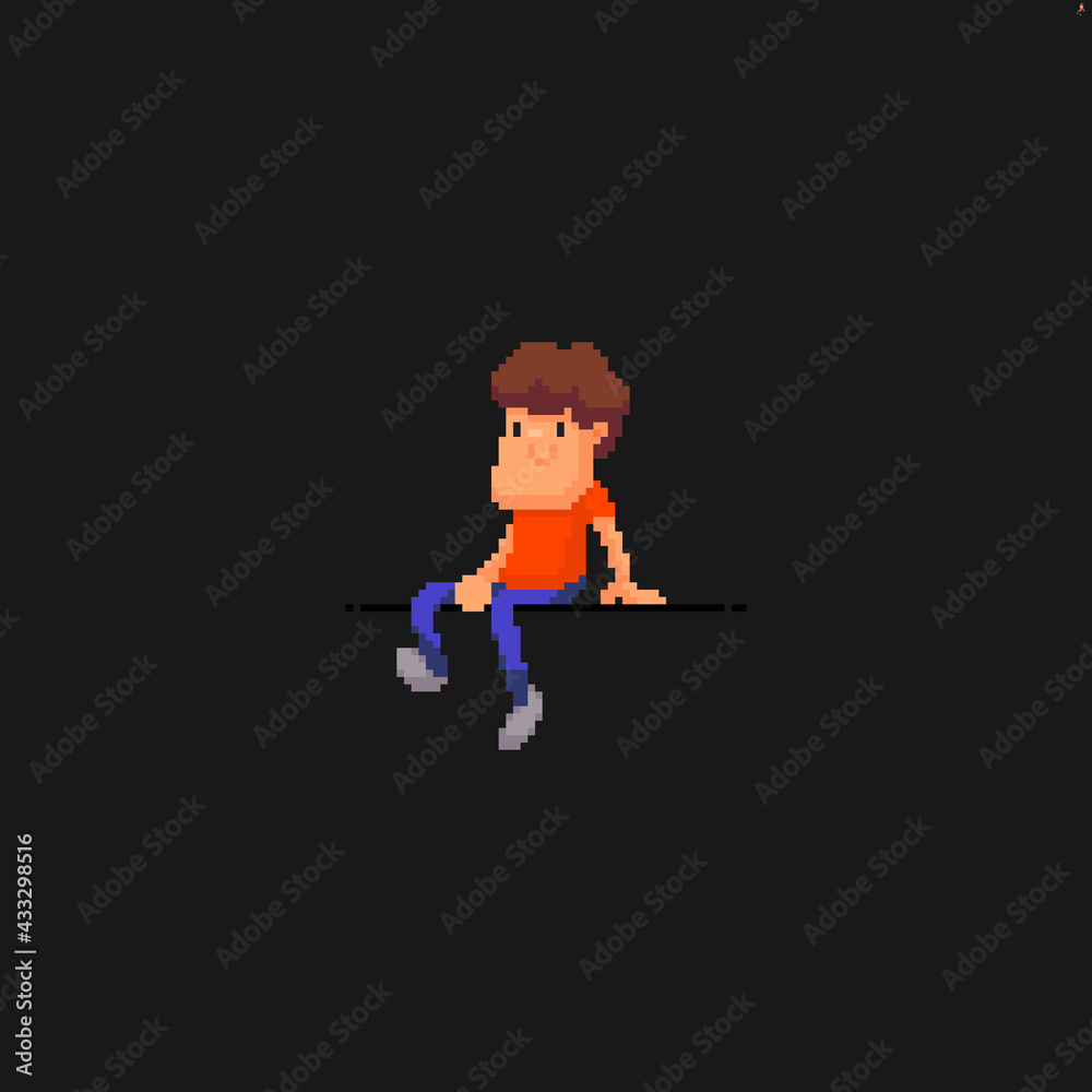 Pixel art male character sitting on invisible object Stock Vector ...