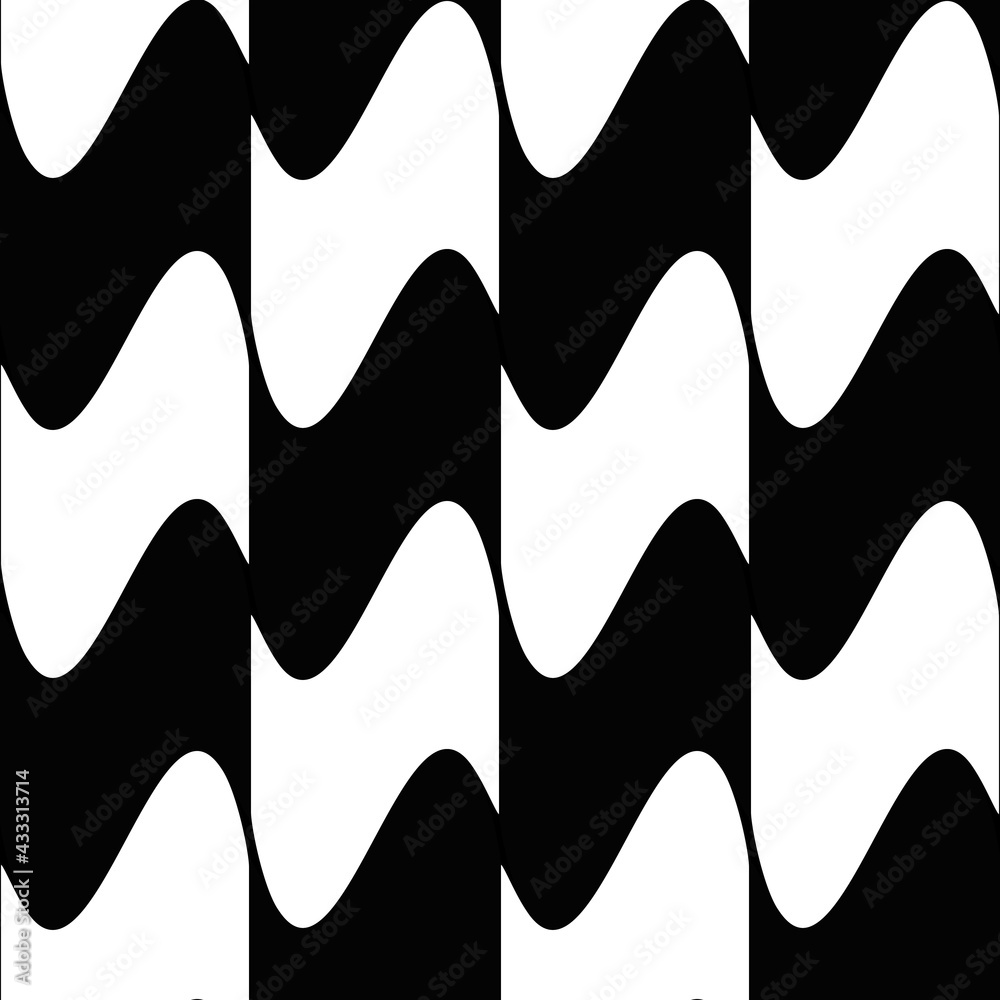 Checkered waves pattern. Vector and same black and white color ...