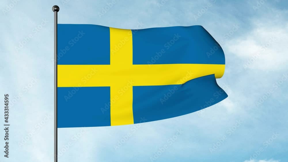 3D Illustration of The flag of Sweden consists of a yellow or gold ...