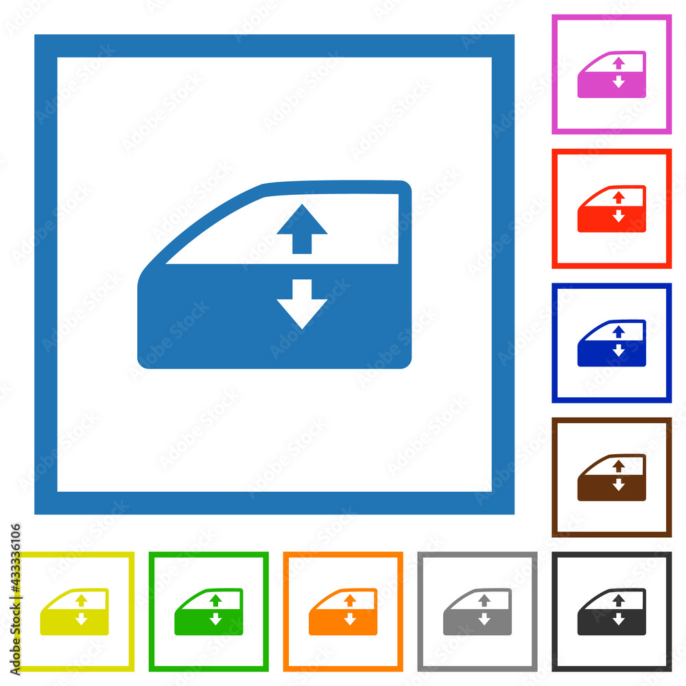 Car electric window winder flat framed icons Stock Vector | Adobe Stock