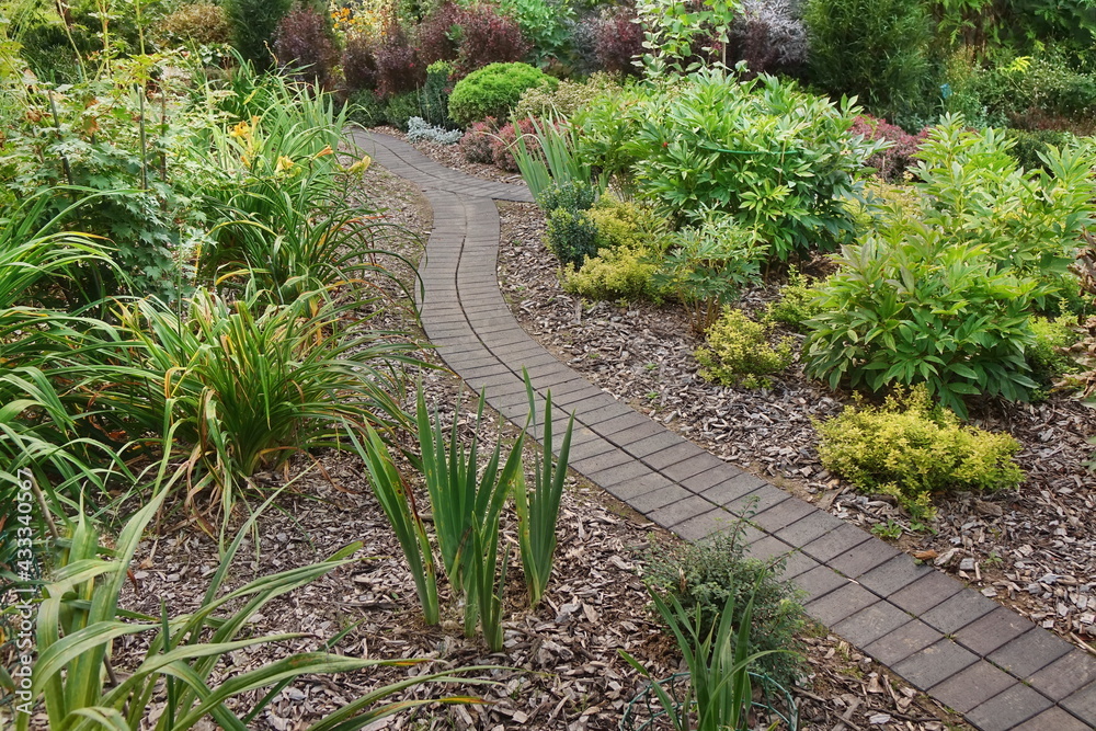 Backyard Garden Modern Design Landscaping. Decorative Garden Winding ...