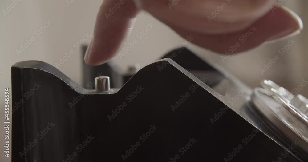 "The line's dead!" 1950s bakelite telephone receiver is lifted, finger ...