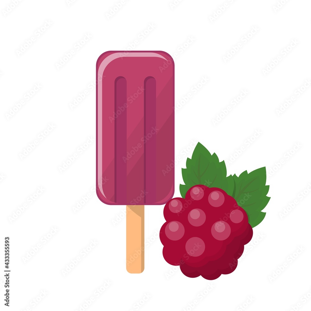 Cartoon comic vector of raspberry popsicle Stock Vector | Adobe Stock