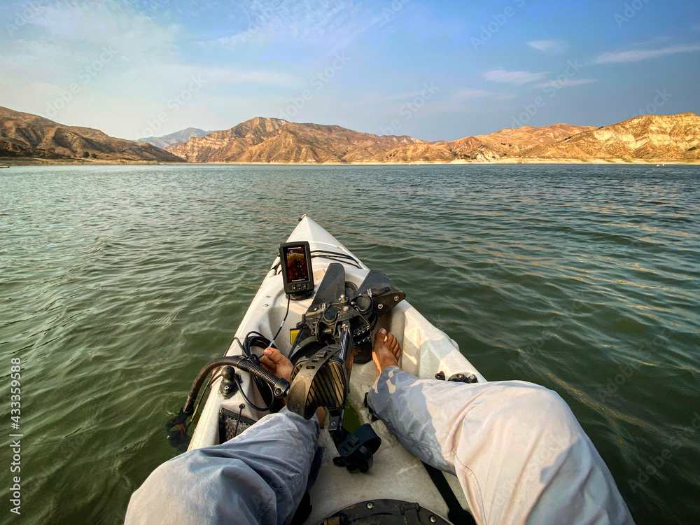 Kayak fishing Lake Piru Stock Photo | Adobe Stock