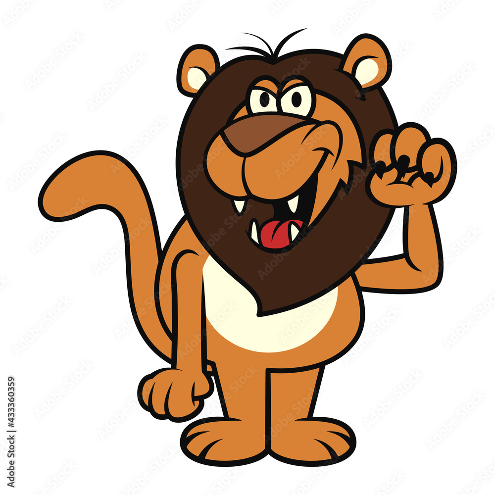 Funny Lion cartoon characters roar and show its claw, suitable for ...