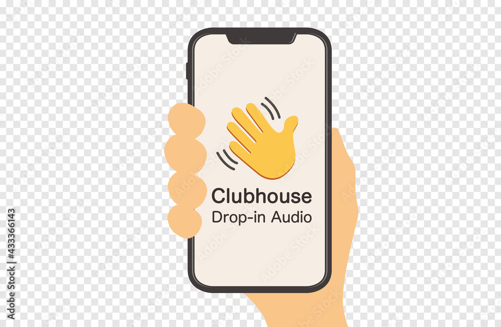Clubhouse invite hand set. Black and yellow clubhouse hand. Invitation ...