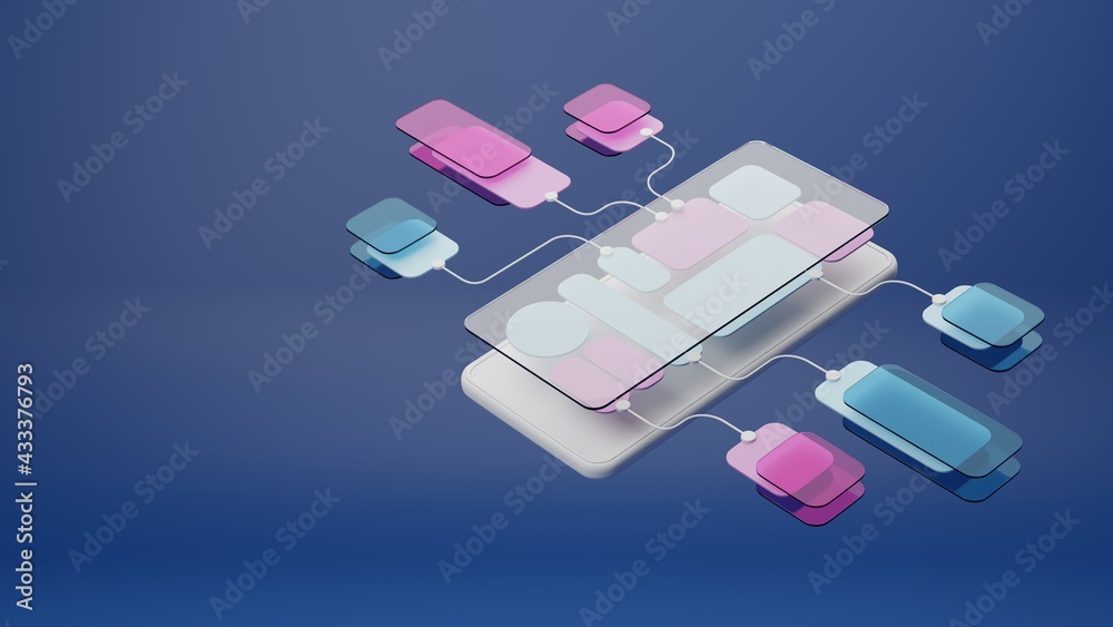 UX UI flowchart connection node graphic designer creative planning ...