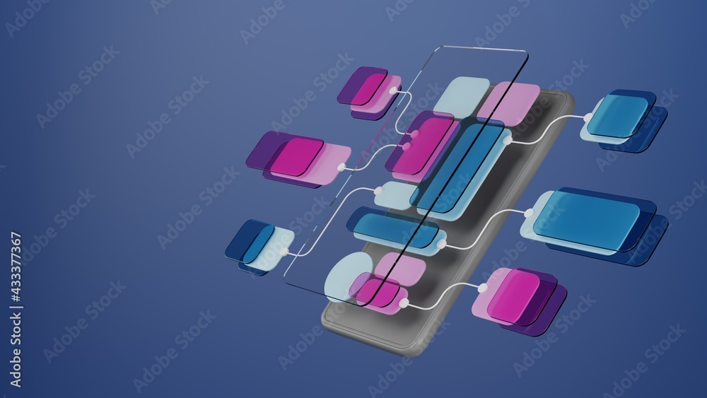 UX UI flowchart connection node graphic designer creative planning ...