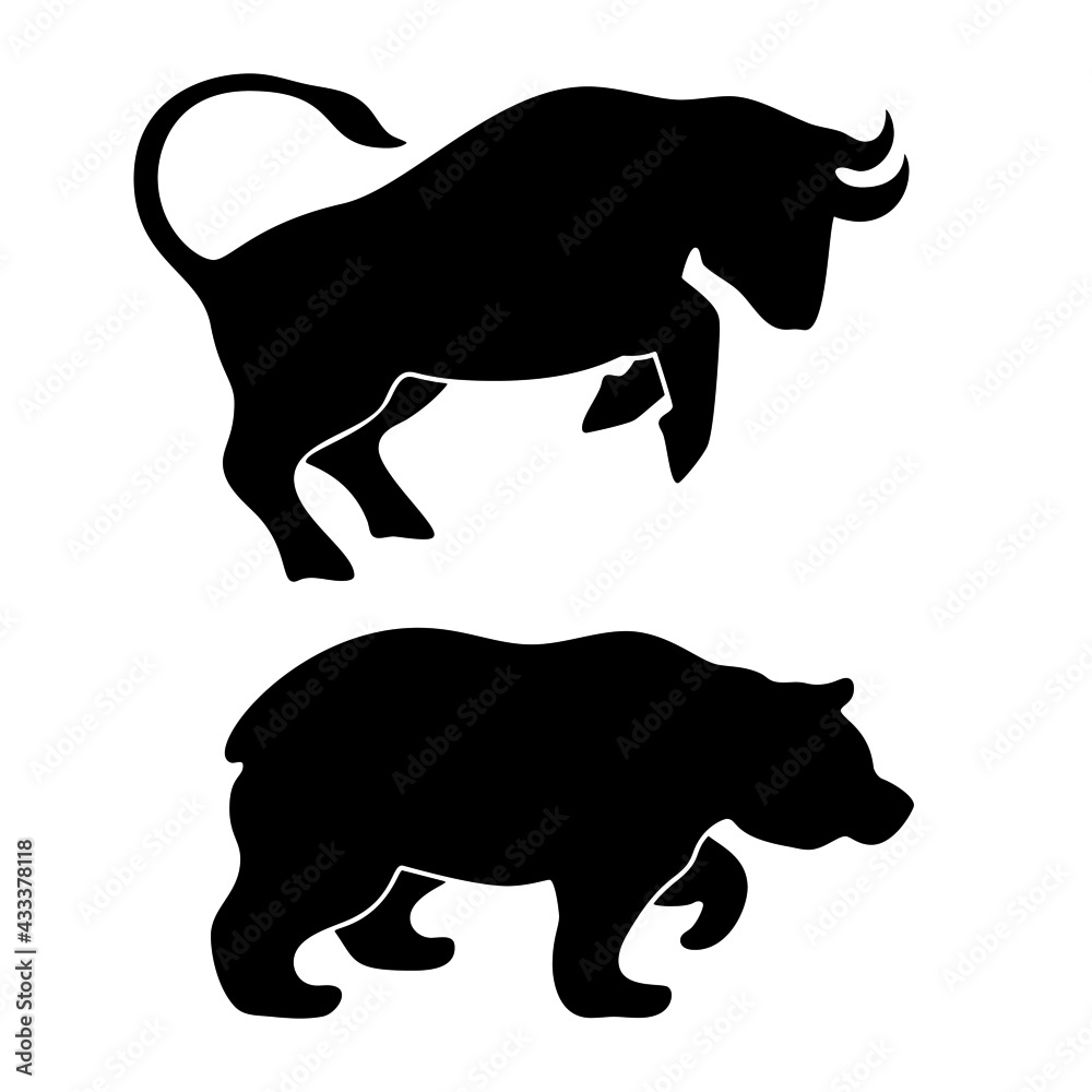 Bull and bear silhouettes Stock Vector | Adobe Stock