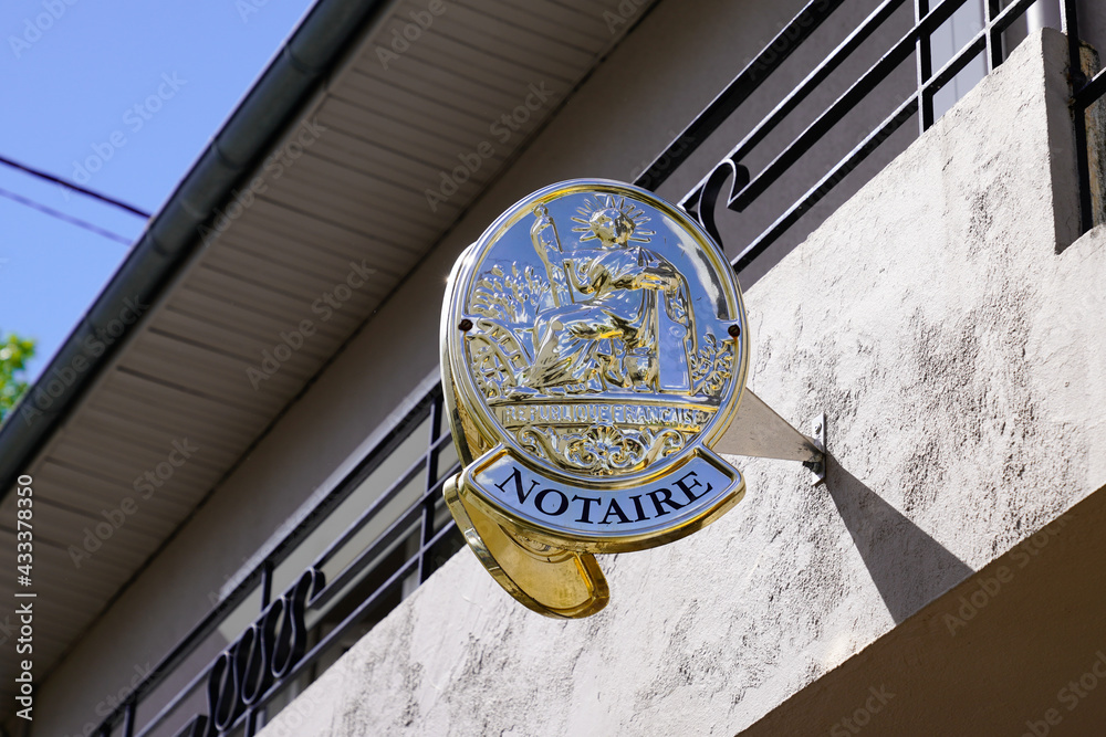 Notaire golden plate french sign gold text and logo notary office ...
