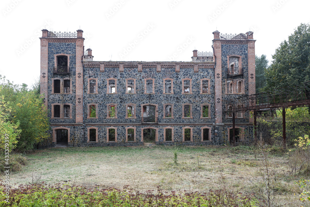 Ancient ruined stone building. Influence of time on architecture. Stock ...