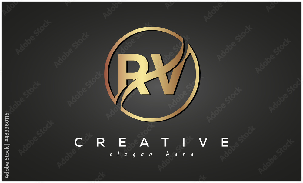 RV creative luxury logo design vector de Stock | Adobe Stock
