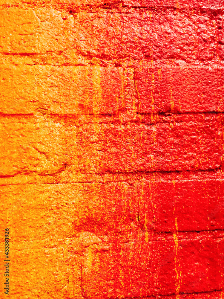 Red and orange painted brick wall with great texture for photoshop ...