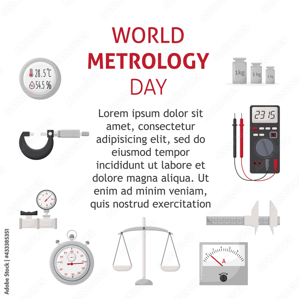World Metrology Day. May 20. Banner with measuring instruments ...