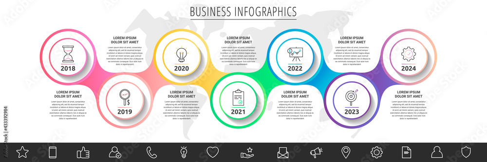Vector infographic circles. Business concept of 7 options. Timeline ...