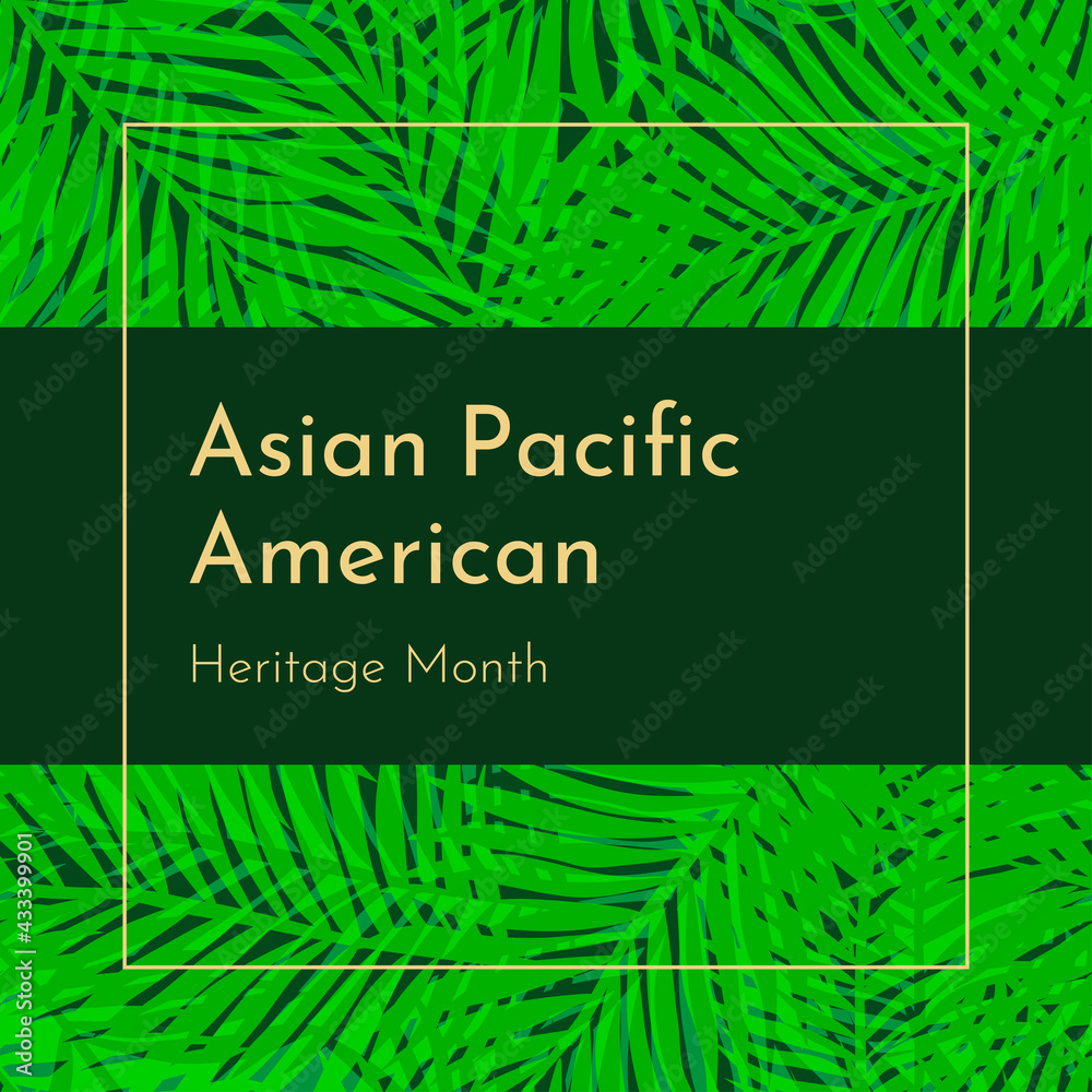Vector illustration with tropical leaf on background. Text - Asian ...