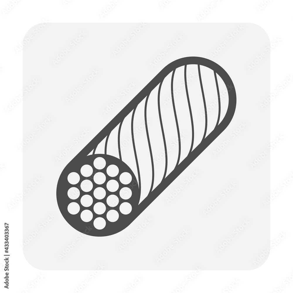 Steel wire rope vector icon. May called composite rope or cable laid ...
