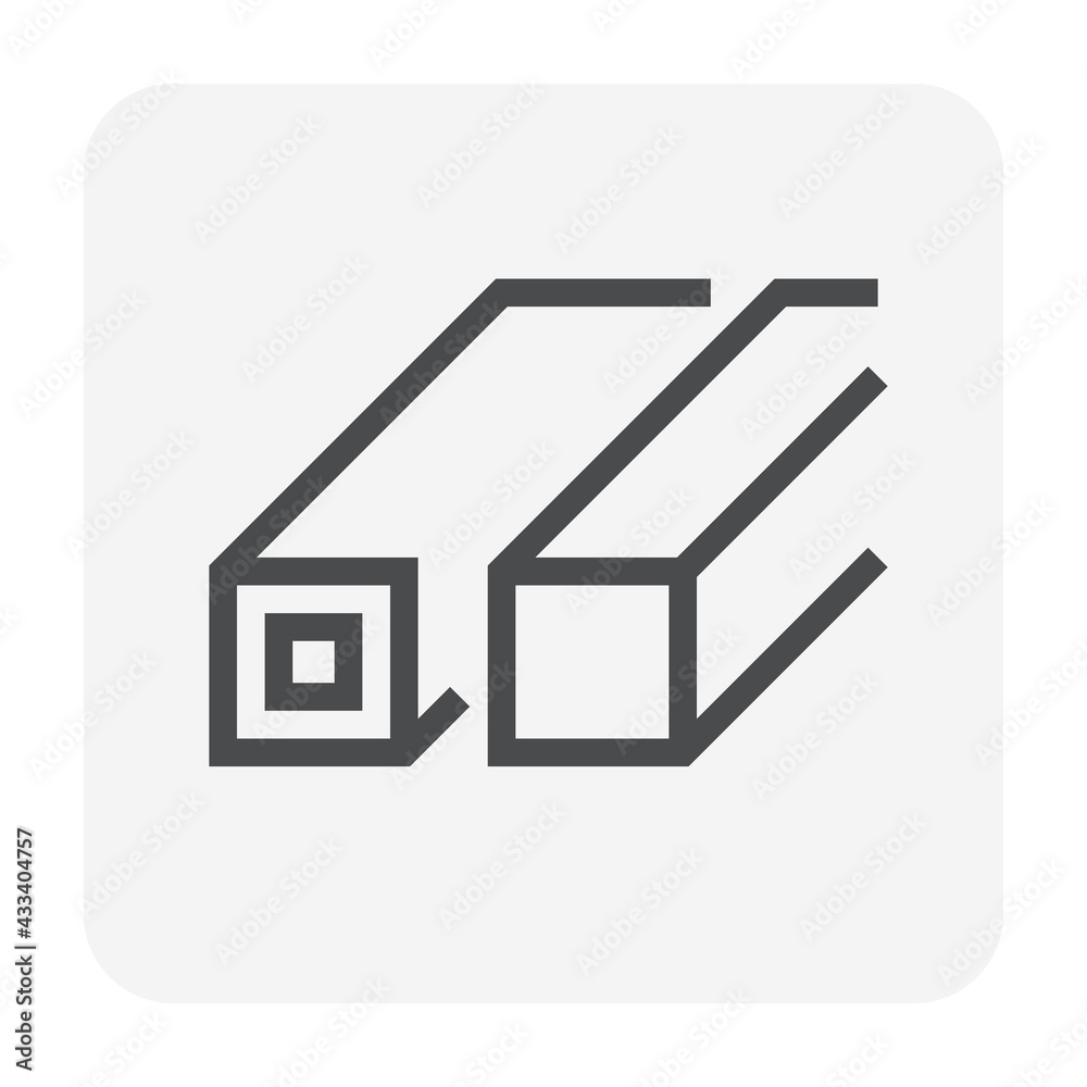 Steel material of rod bar or pipe product vector icon. Structural with ...