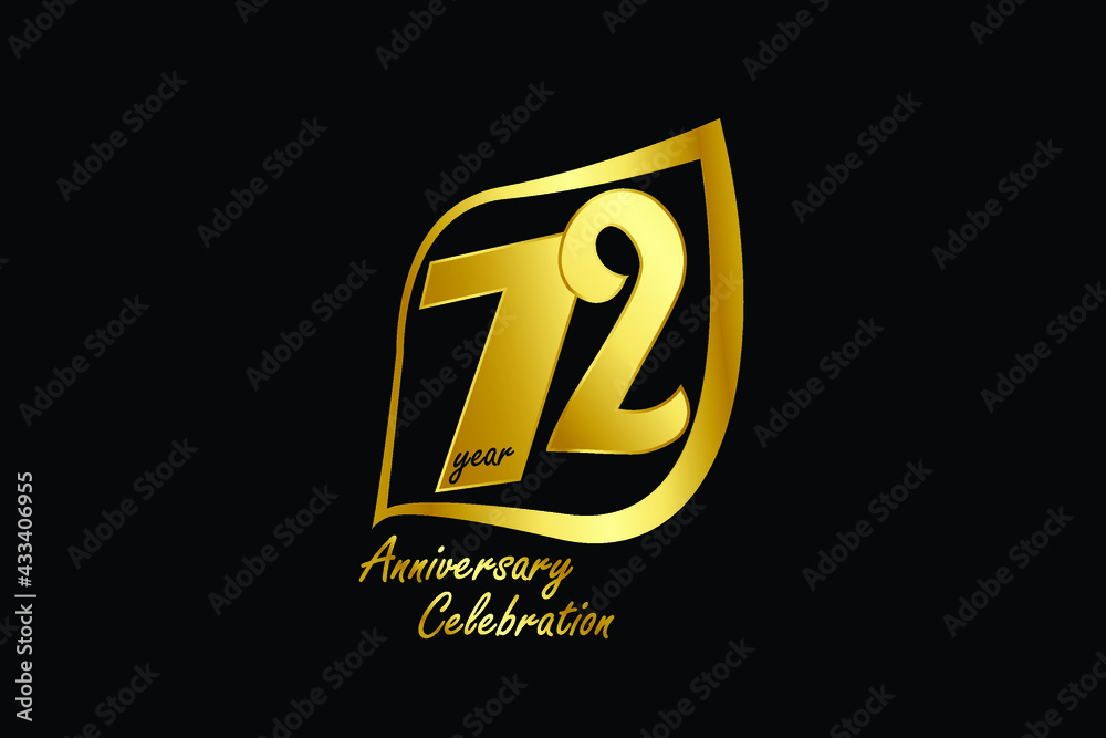 72 year anniversary gold color minimalist logo with golden leaf line ... 72 year anniversary gold color minimalist logo with golden leaf line ...