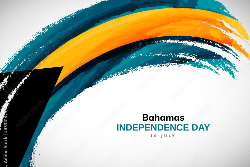 Happy independence day of Bahamas with watercolor brush stroke flag ...
