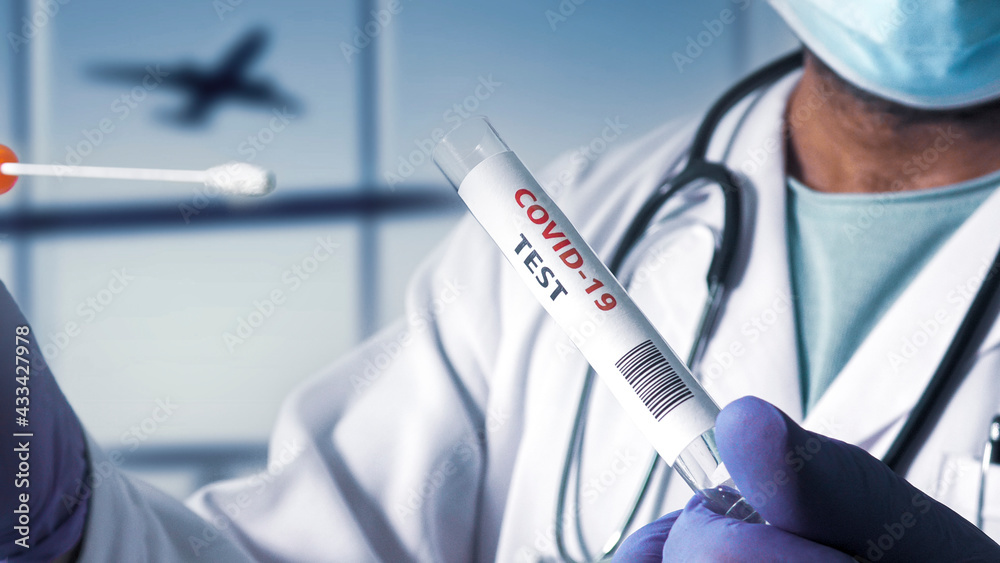 Doctor has a PCR test Coronavirus COVID-19 at the airport Stock Photo ...
