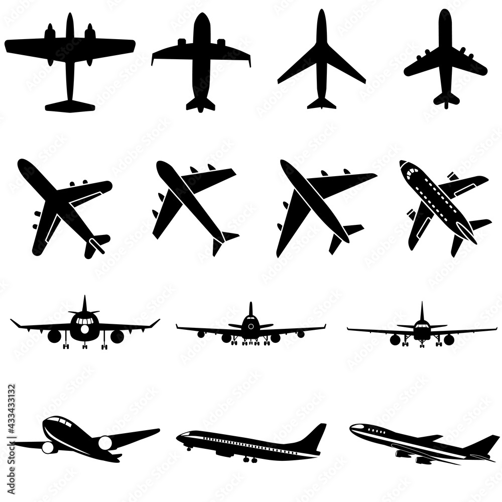 Aircraft icon vector set. airplane illustration sign collection. plane ...