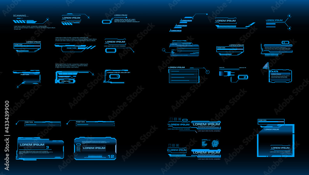 HUD style titles, callouts and headers. large set of digital ...