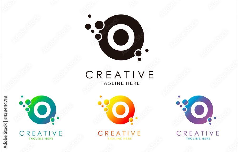 O Dots Letter Logo set in Beautiful Gradient Color. O bubble letter in ...