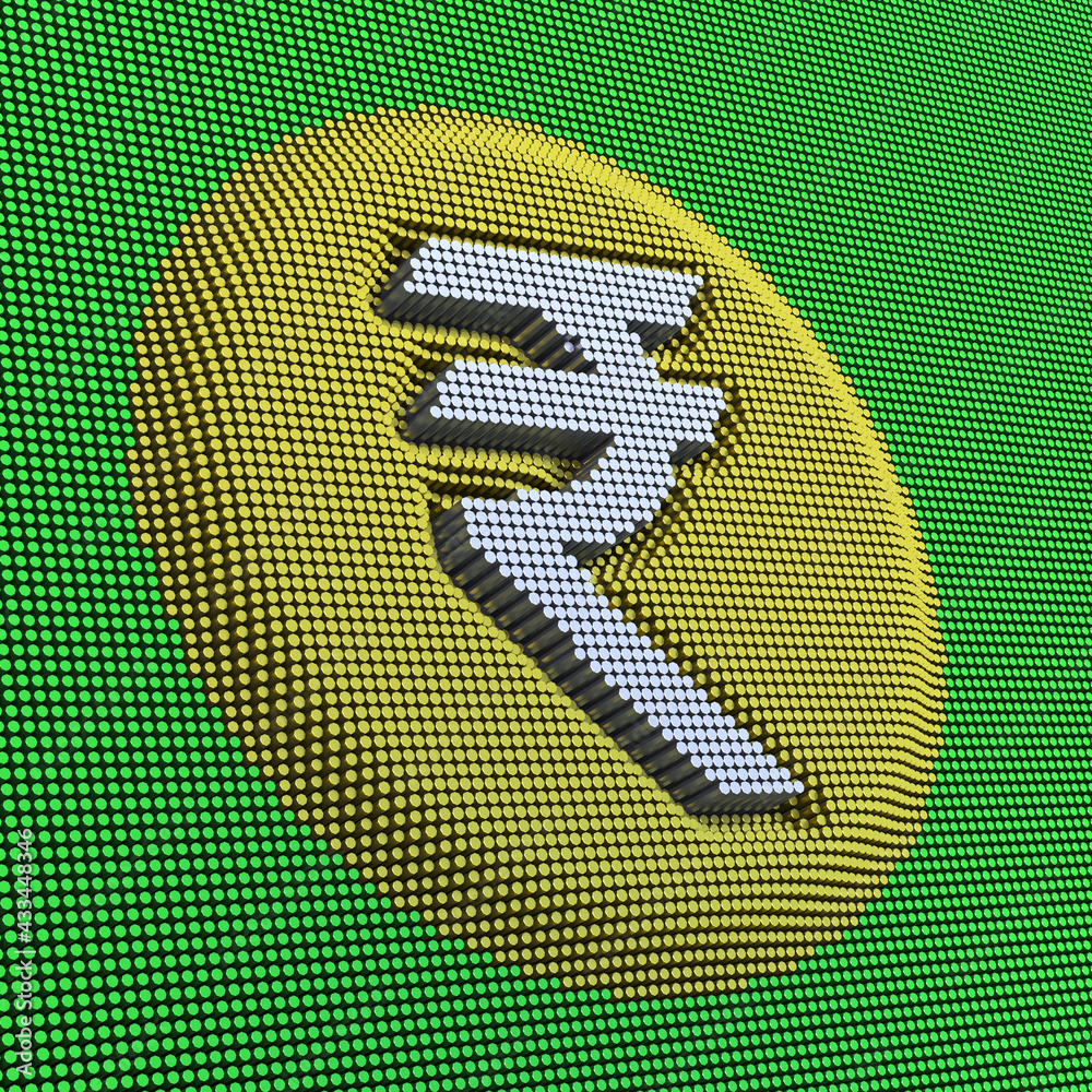 Pixel Art Style Indian Rupee with Indian Flag Color. 3d Rendering Stock ...
