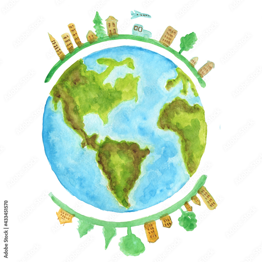 watercolor clipart.Forest, trees, planet.Earth day watercolor clip art ...