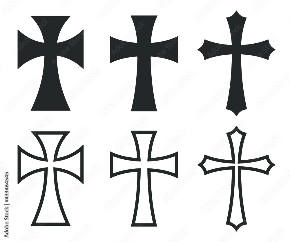 Cross vector shape symbol. Christianity sign. Christian religion icon ...