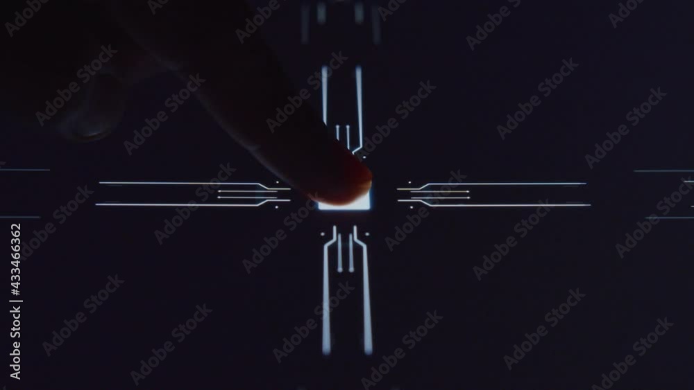 Vidéo Stock Close up human finger touch on screen button and activates ...